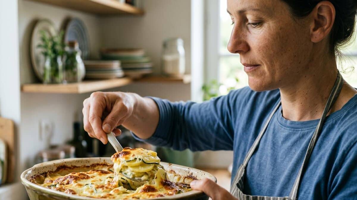 Ce gratin dauphinois revisité à la courgette fond sous la croûte dorée ...