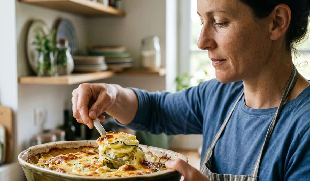 Ce gratin dauphinois revisité à la courgette fond sous la croûte dorée ...